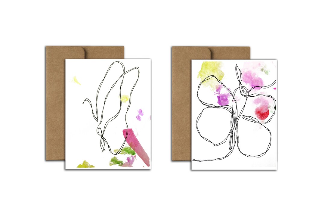 Wings Butterfly Hand Drawn and Hand Painted Cards With Envelopes Set of ...
