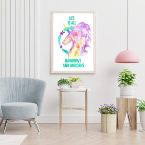 Life is All Rainbows and Unicorns Digital Whimsical Printable Art for ...