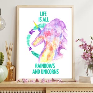 Life is All Rainbows and Unicorns Digital Whimsical Printable Art for ...