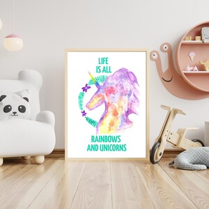 Life is All Rainbows and Unicorns Digital Whimsical Printable Art for ...