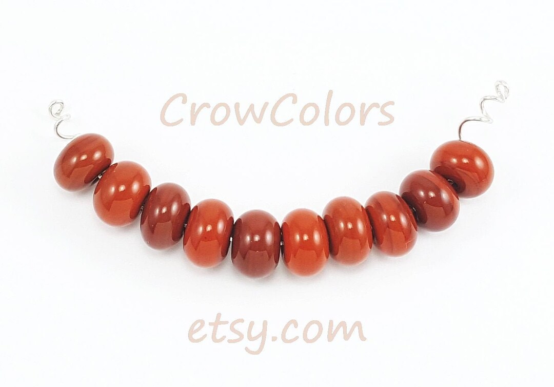 Medium Brown Spacers Streaky Color, SRA Lampwork Glass Beads Toffee ...