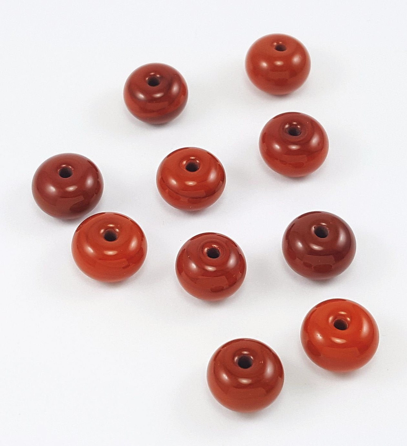 Medium Brown Spacers Streaky Color, SRA Lampwork Glass Beads Toffee ...