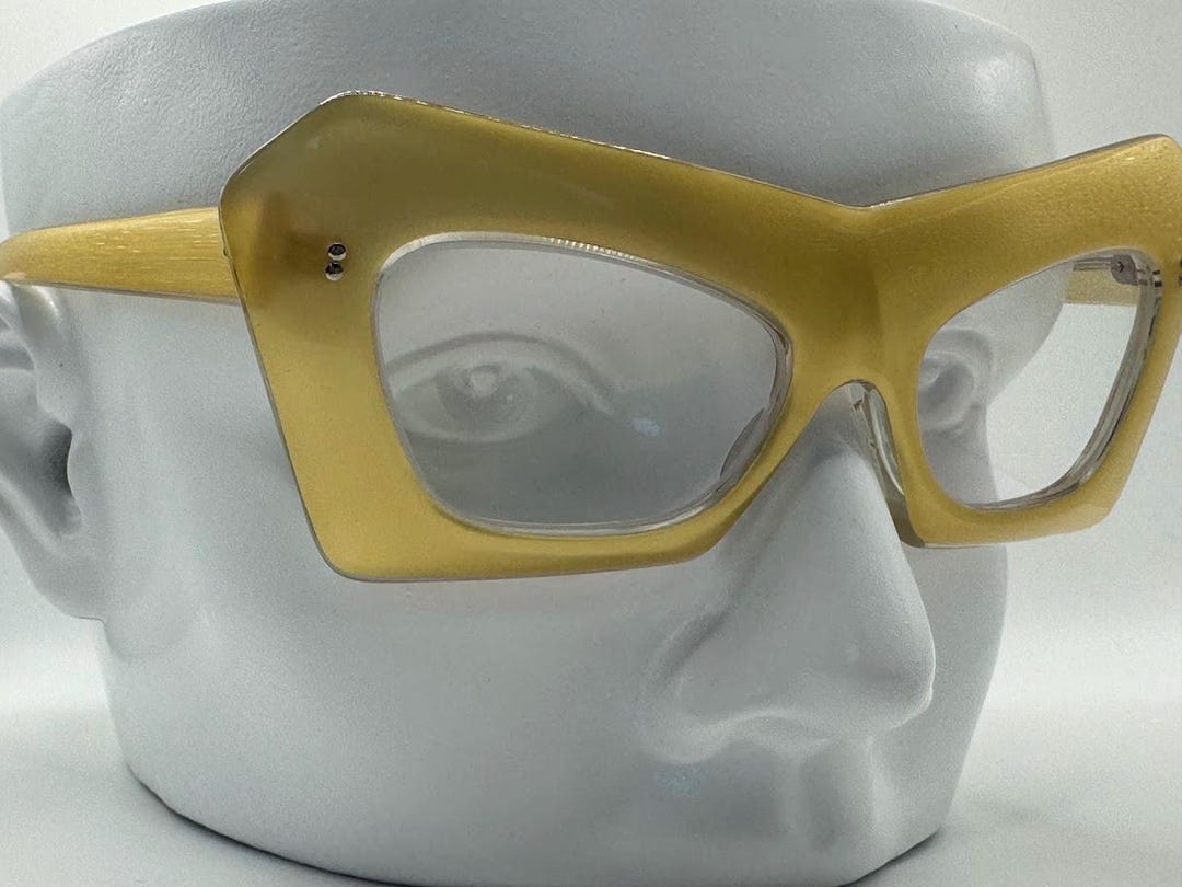 Antique Eyeglasses NON RX | NOS | Cat Eye Mask Style | Gold Frame ...