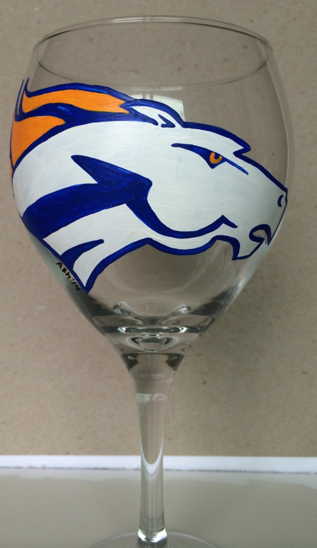 Hand Painted Denver Broncos Wine Glass - Etsy