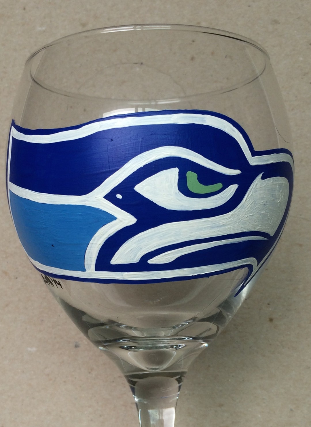 Hand Painted Seattle Sea Hawks Wine Glass - Etsy