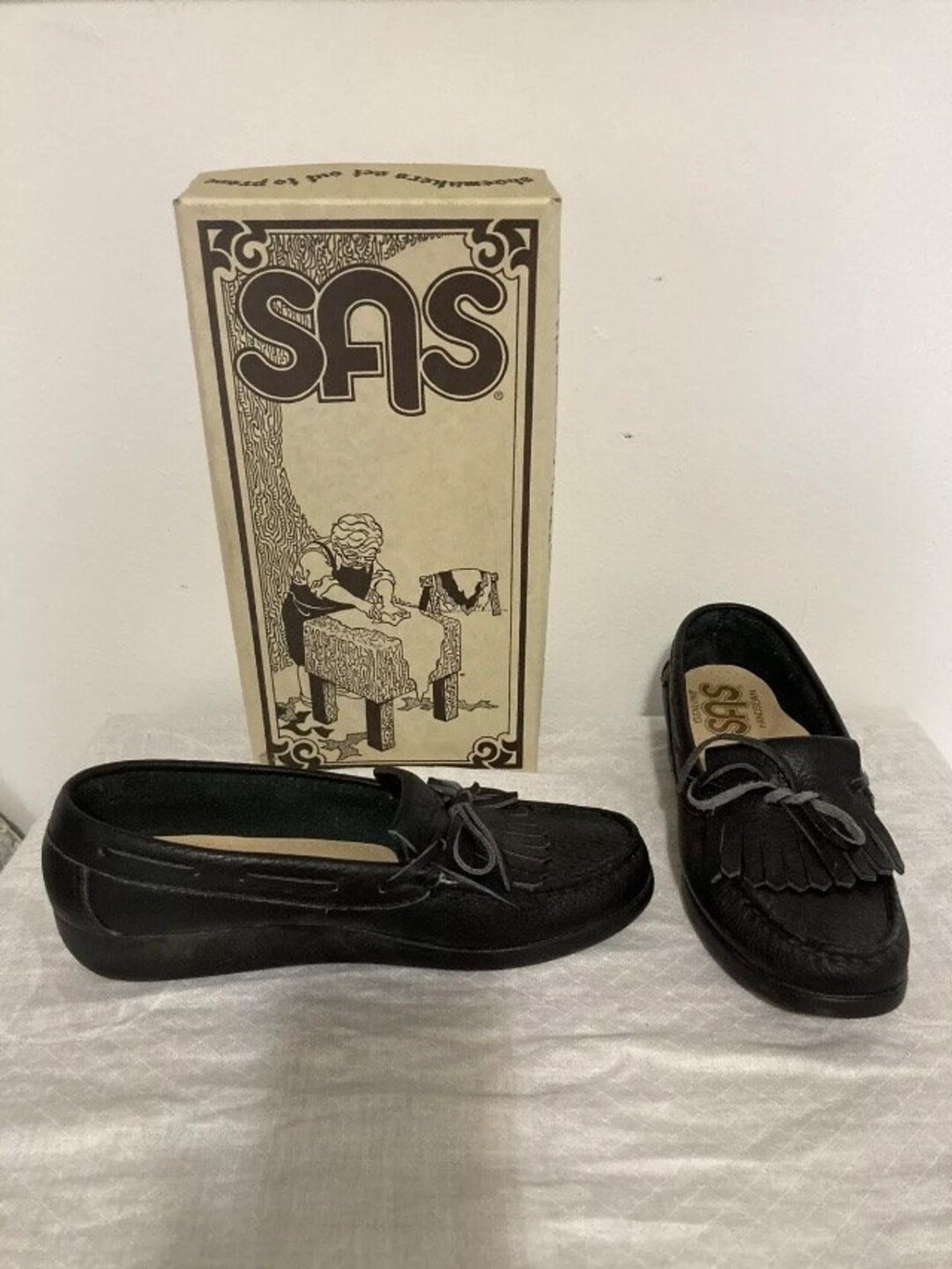 SAS Vintage Softie Tassel Kiltie Black Women's Loafers Leather Slip on ...