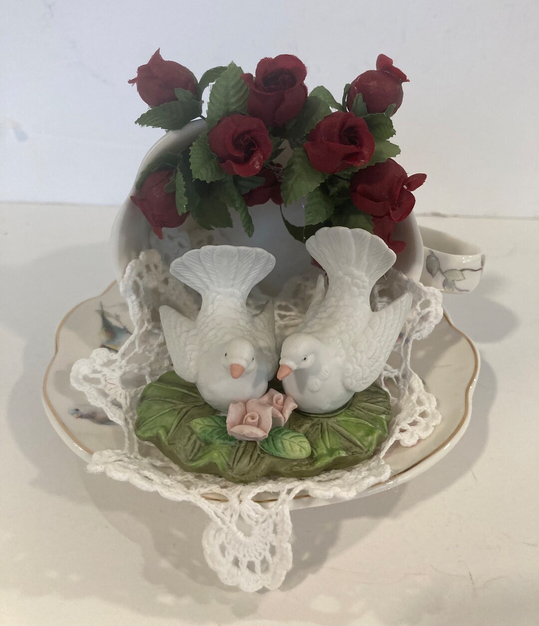 New Custom Made Tea Cup & Saucer Lenox Doves Diorama gift Freeship - Etsy
