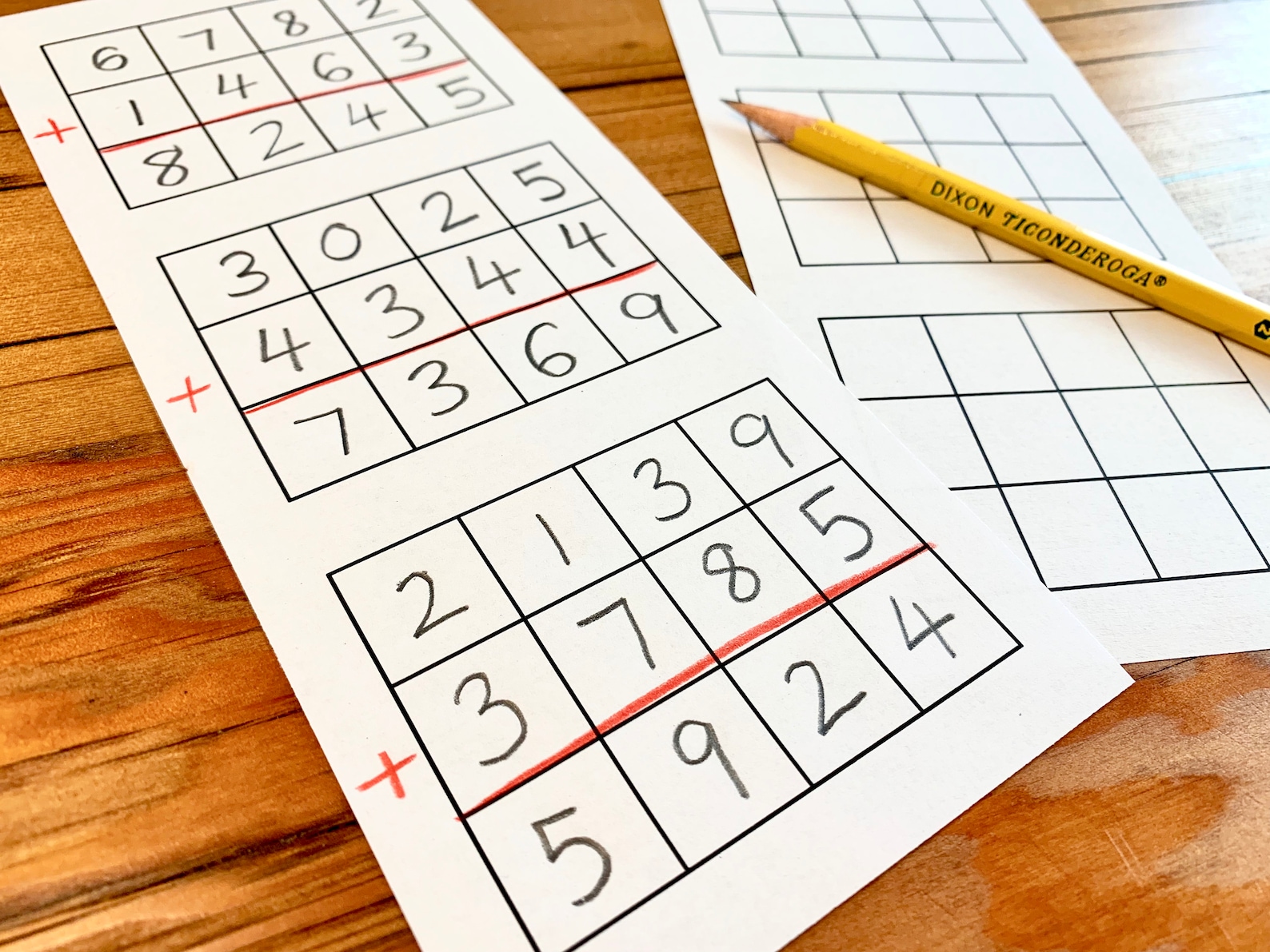 Stamp Game paper Montessori math writing grid paper for | Etsy