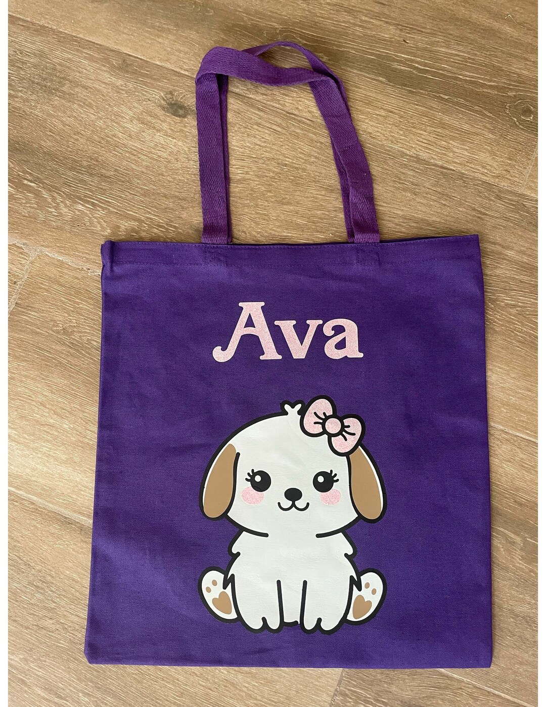 Personalized Puppy Tote Bag, Kids Cute Dog Tote, Custom Puppy Bag for ...