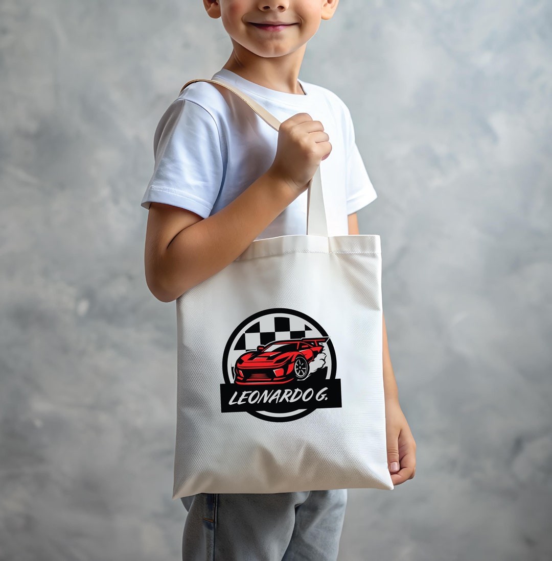 Personalized Race Car Canvas Tote Bag: Kids School Bag - Etsy