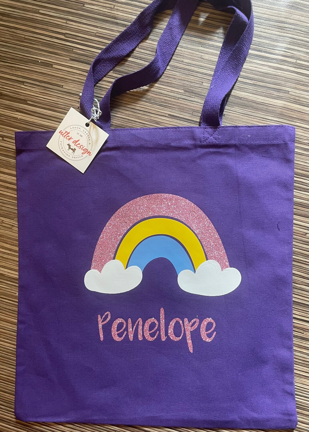 Rainbow Canvas Tote Bag for Kids, Girls Rainbow Bag Personalized W/name ...