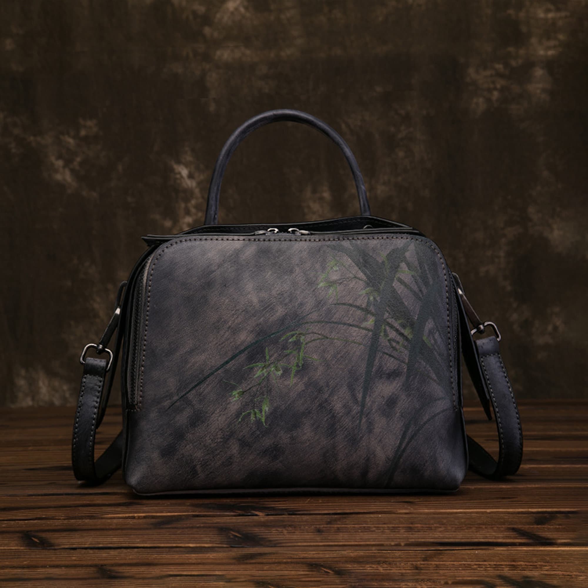 Hand-drawn Orchid Art Briefcase: Genuine Leather High-end - Etsy