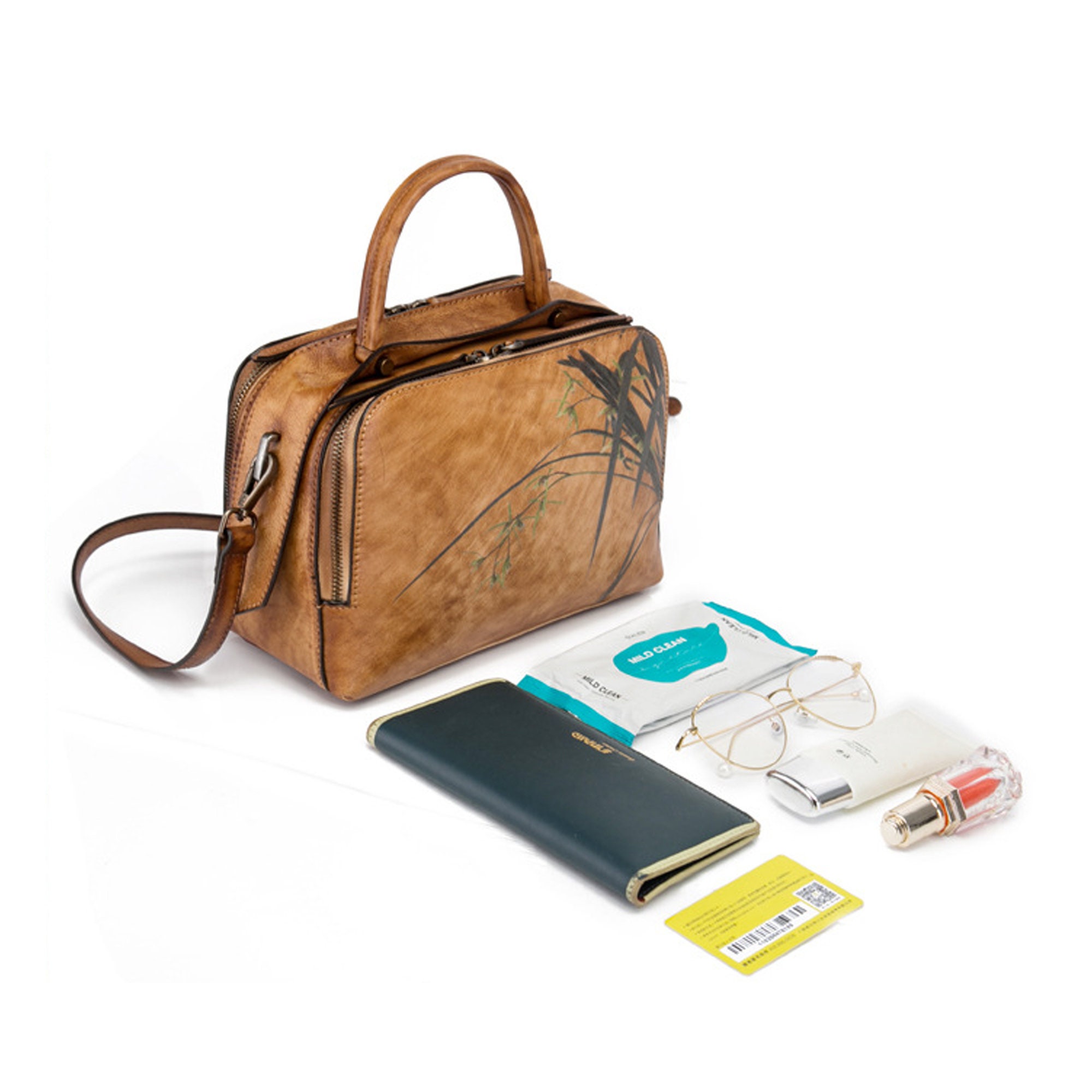 Hand-drawn Orchid Art Briefcase: Genuine Leather High-end - Etsy