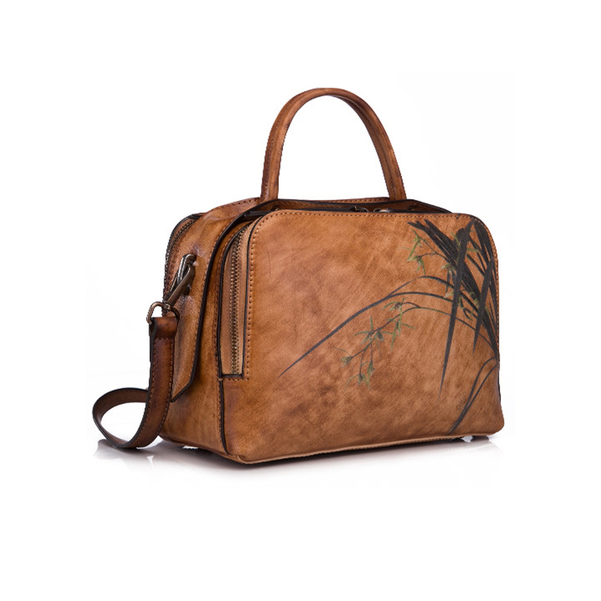 Hand-drawn Orchid Art Briefcase: Genuine Leather High-end - Etsy