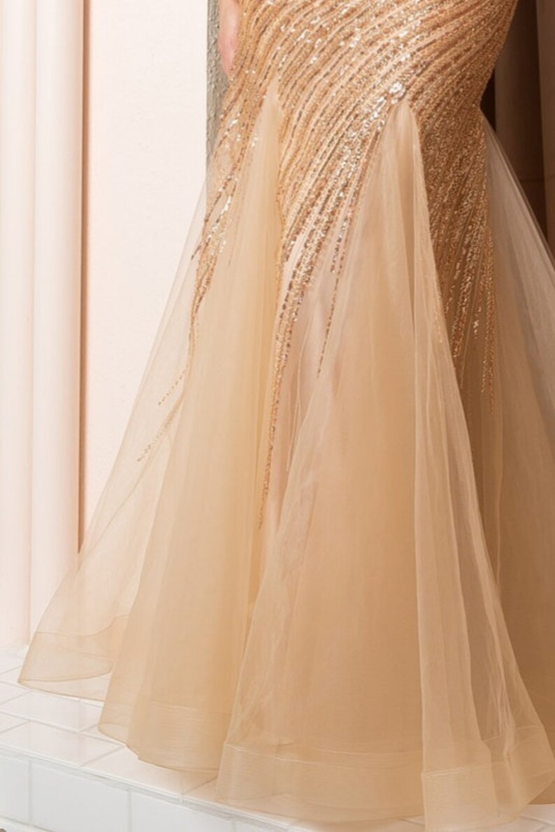 Gold Mermaid Sequin Mother Of The Bride Dress Long Mother Of The Groom