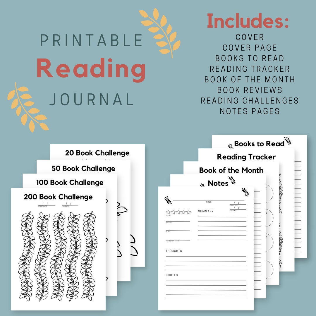 Printable Reading Journal Vine Theme for Avid Readers Books to Read ...