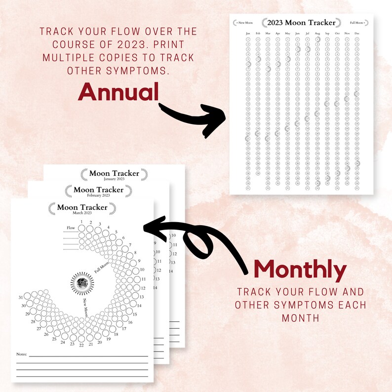 Period Moon Tracker Printable 2023 Annual & Monthly Cycle - Etsy