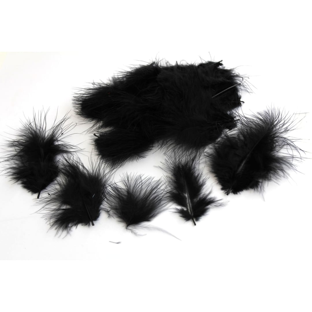 Black - Mini Marabou Feathers 50 per Pack - 3 - 8 Cm - Small Fluffy ...