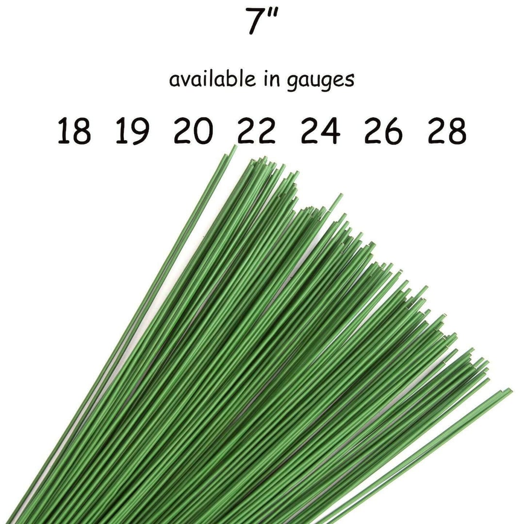 7 Green Stub Wire Oasis Craft Flower Florist 18 19 20 22 24 26 28 ...