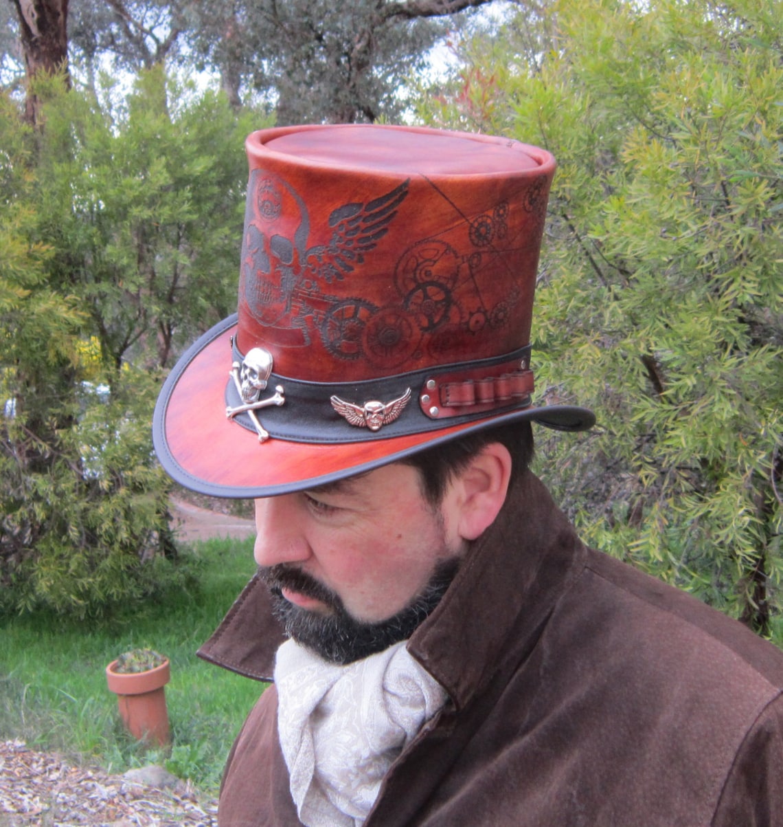 Leather Mens Bullet Hat Band Steampunk / Gothic / Halloween Top Hat ...