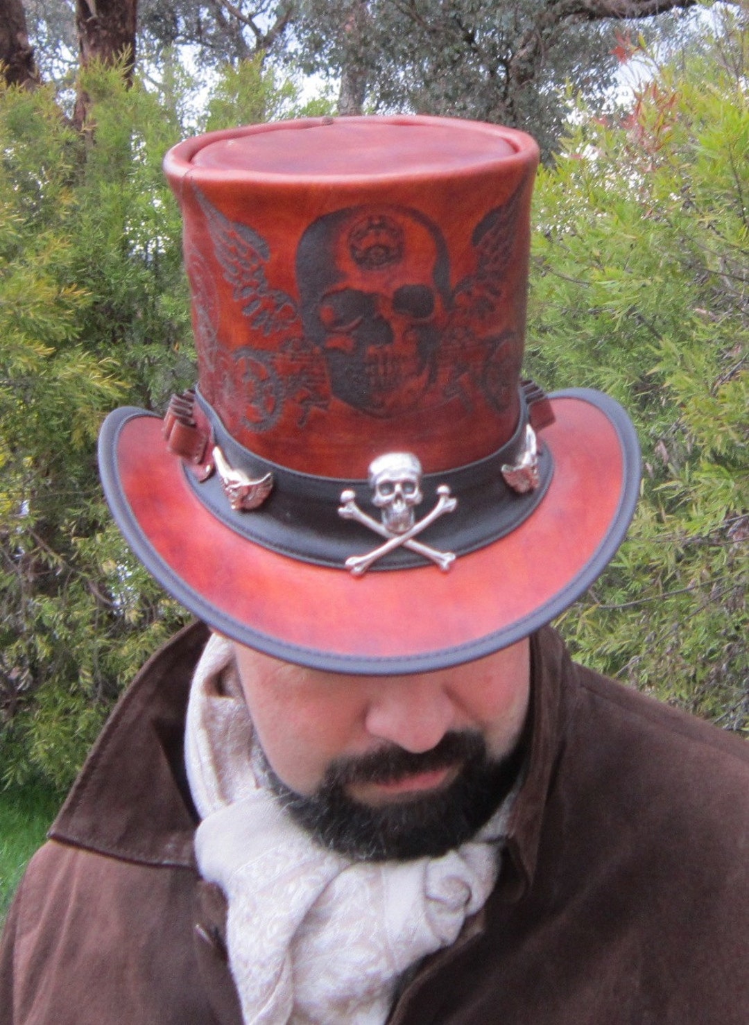 Leather Mens Bullet Hat Band Steampunk / Gothic / Halloween Top Hat ...