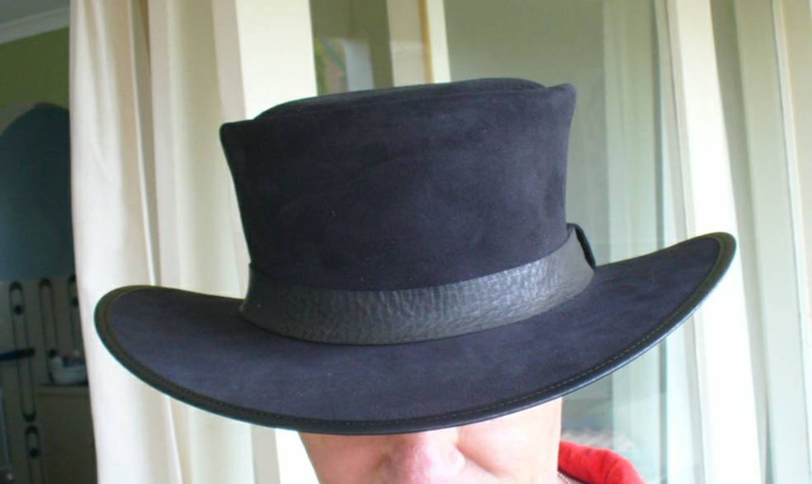 Black Suede Leather Clint Eastwood Pale Rider Style Western Outlaw Mens ...