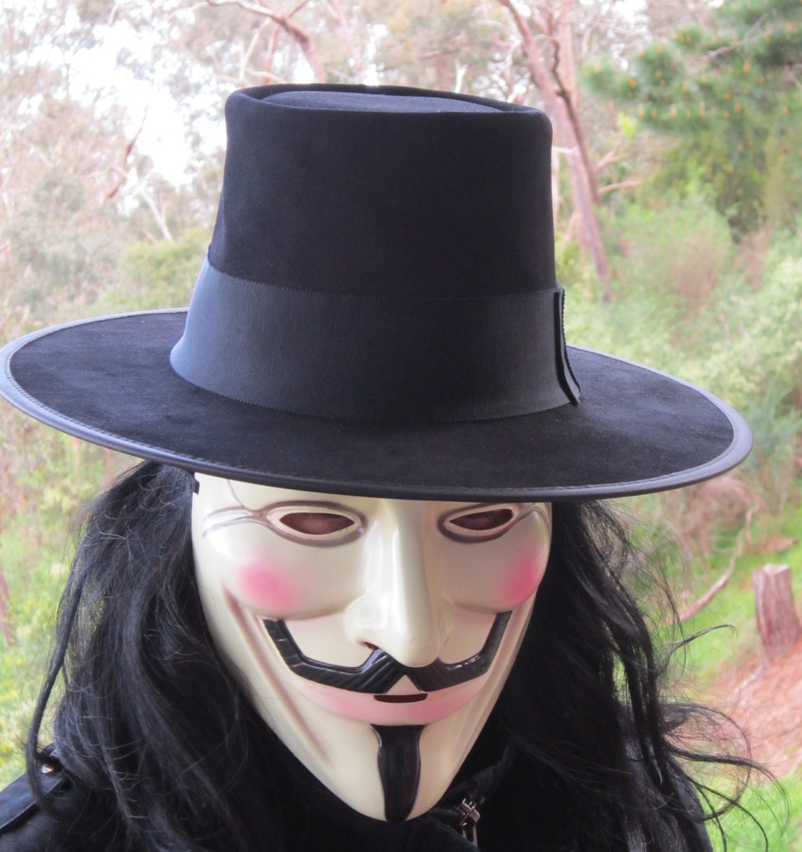 Hand Crafted Black Suede Leather Cult Movie V for Vendetta Vigilante ...