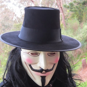 Hand Crafted Black Suede Leather Cult Movie V for Vendetta Vigilante ...