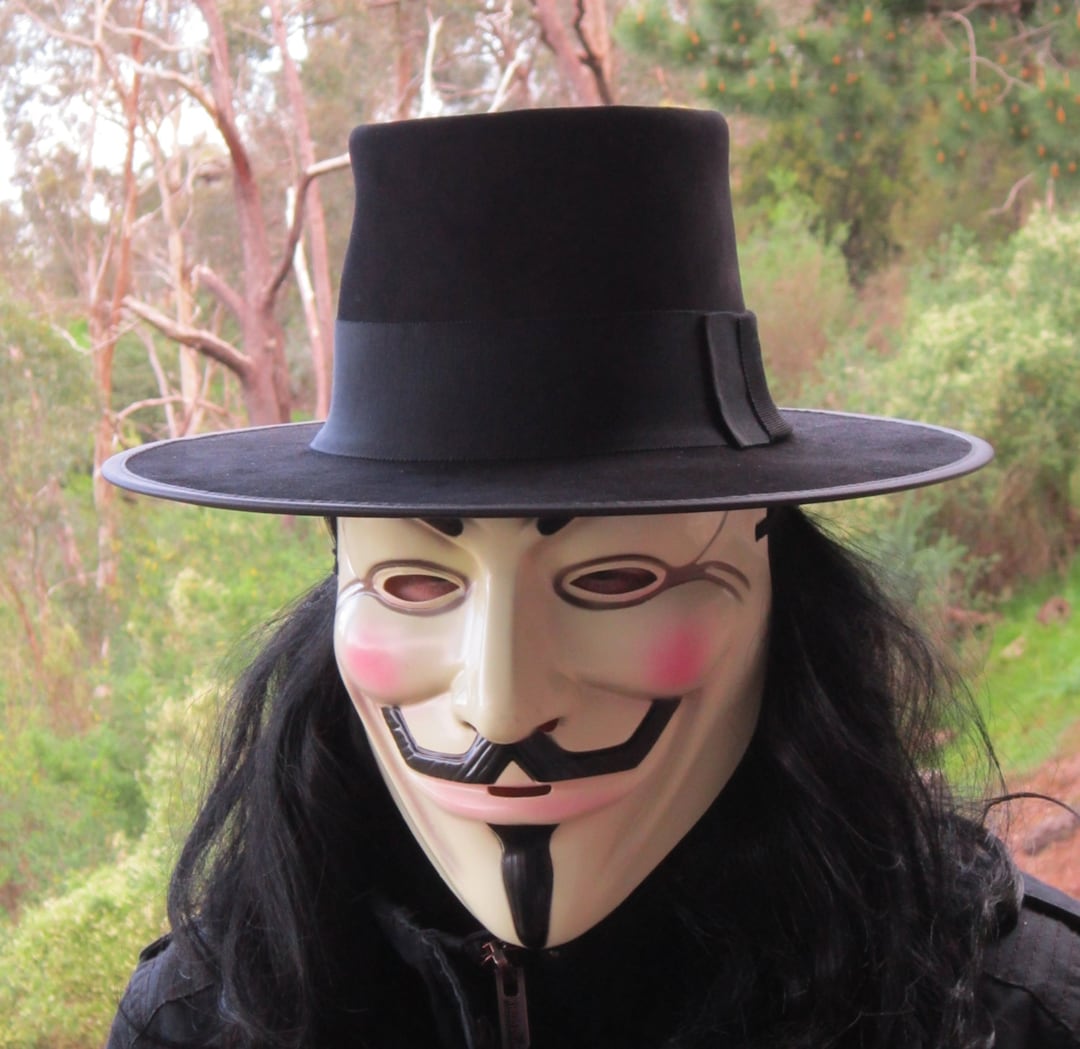 Hand Crafted Black Suede Leather Cult Movie V for Vendetta Vigilante ...