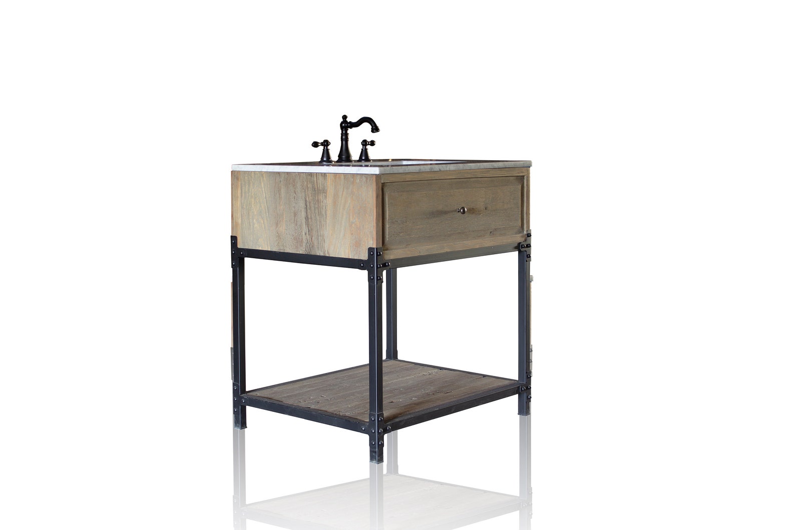 Reclaimed Elm & Iron Farmhouse Bath Vanity Small 34 Single - Etsy