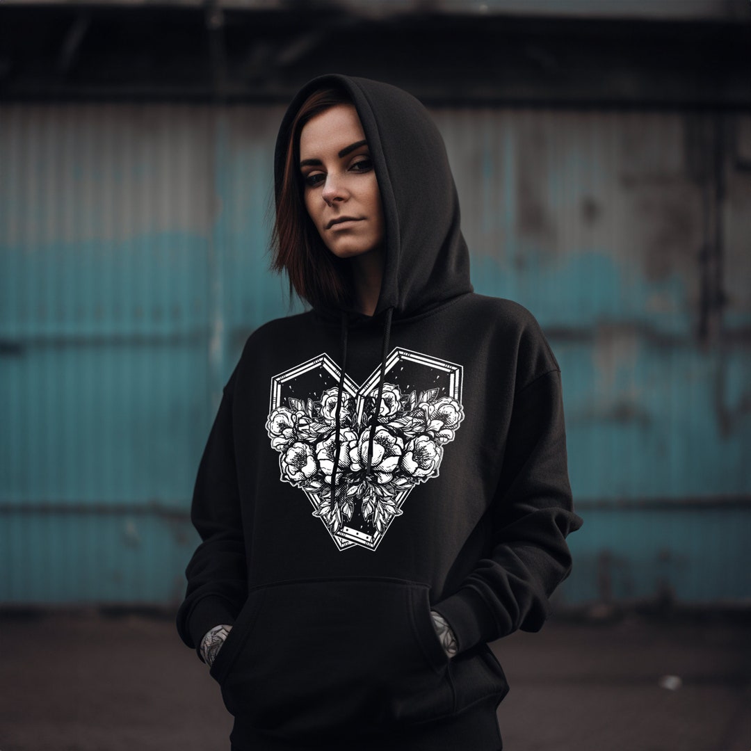 Coffin Heart Hoodie Black Gothic Clothes, Pull Over Hoodie, Punk Hoodie ...