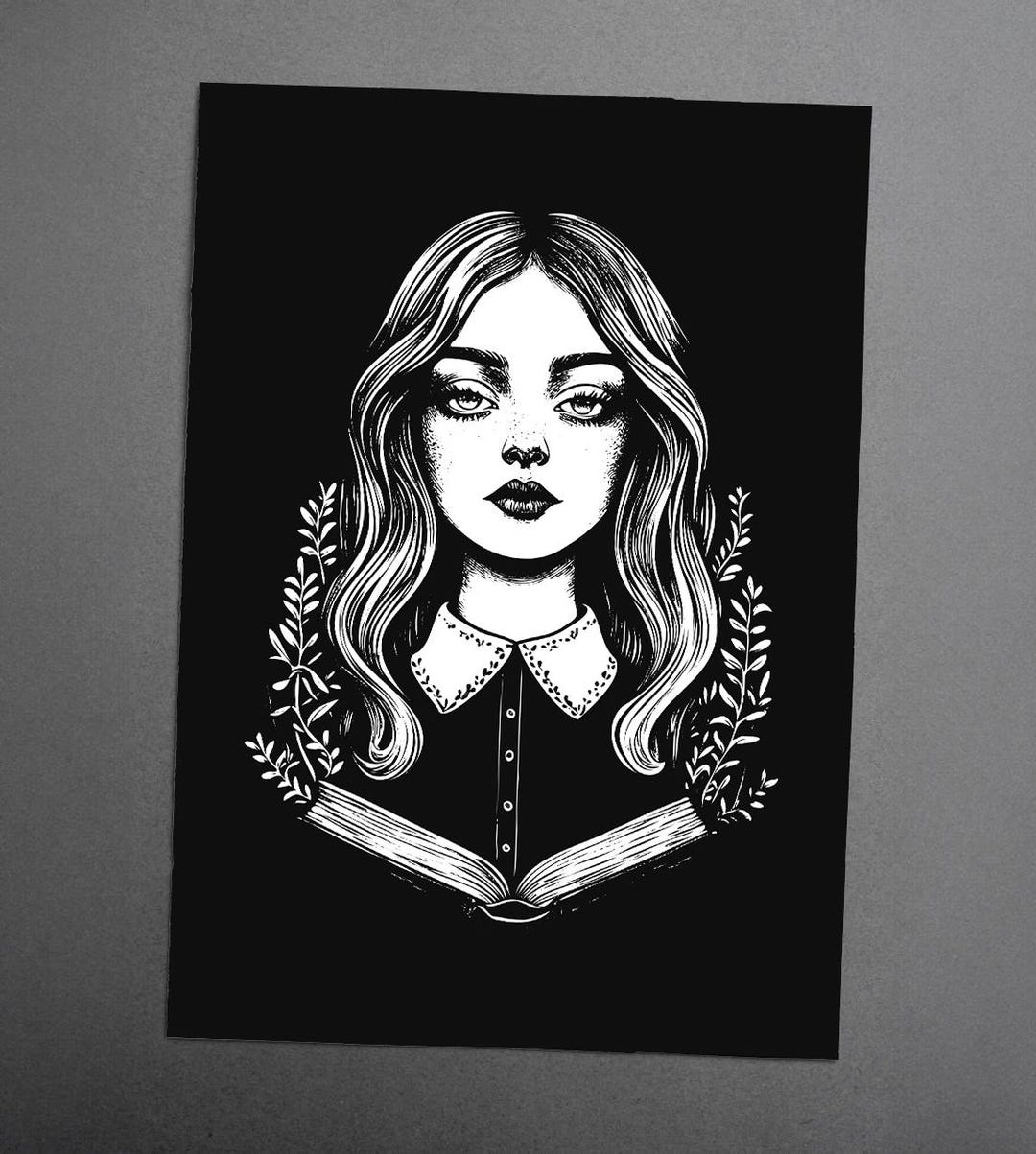 Victorian Gothic Reader, Dark Art Print, Bibliophile Illustration ...