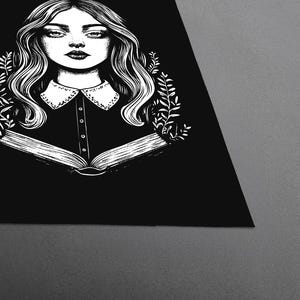 Victorian Gothic Reader, Dark Art Print, Bibliophile Illustration ...