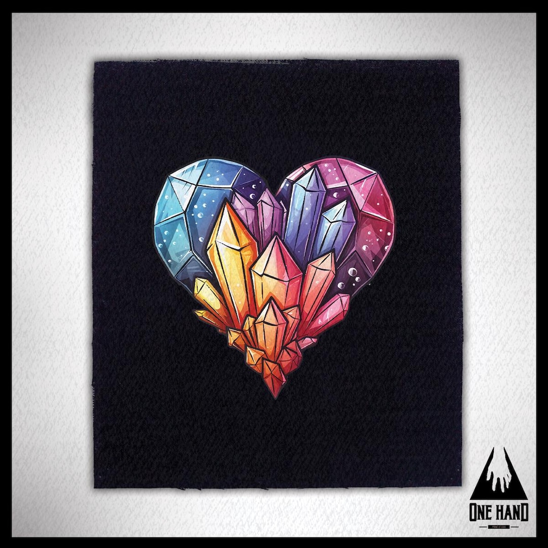 Crystal Heart Art for Patch, Sew on Patch, Patches for Jackets, Patch ...