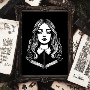 Victorian Gothic Reader, Dark Art Print, Bibliophile Illustration ...
