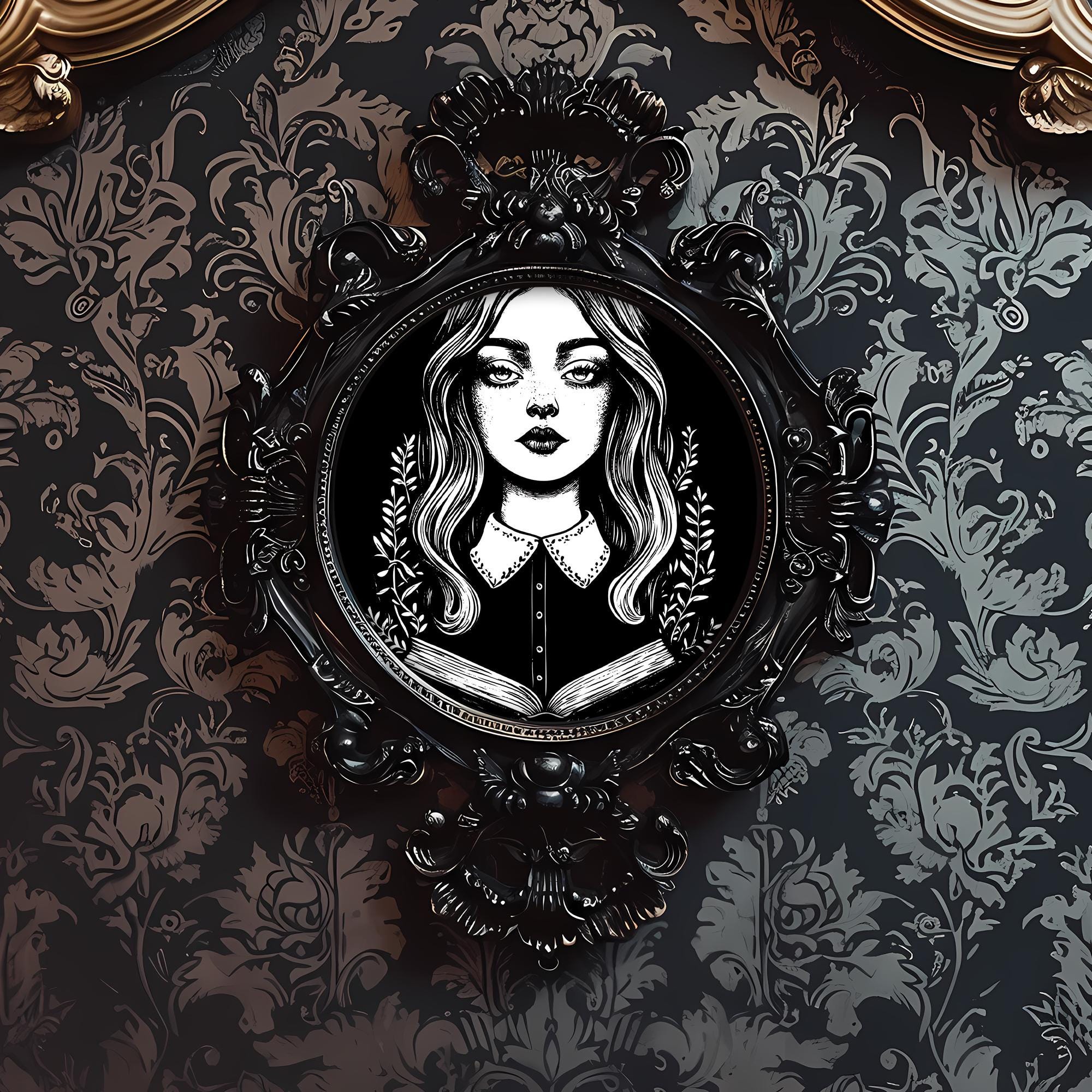 Victorian Gothic Reader, Dark Art Print, Bibliophile Illustration ...
