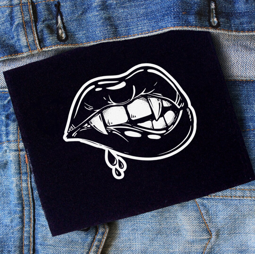 Vampire Thirsty Lips Patch, Punk, Patches, Patch, Sew on Patch, Punk Accessories, Punk Patches ...