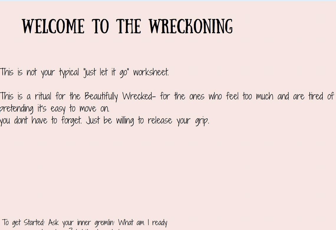 Beautifully Wrecked: A Writing Ritual for Letting Go/ Printable Self ...