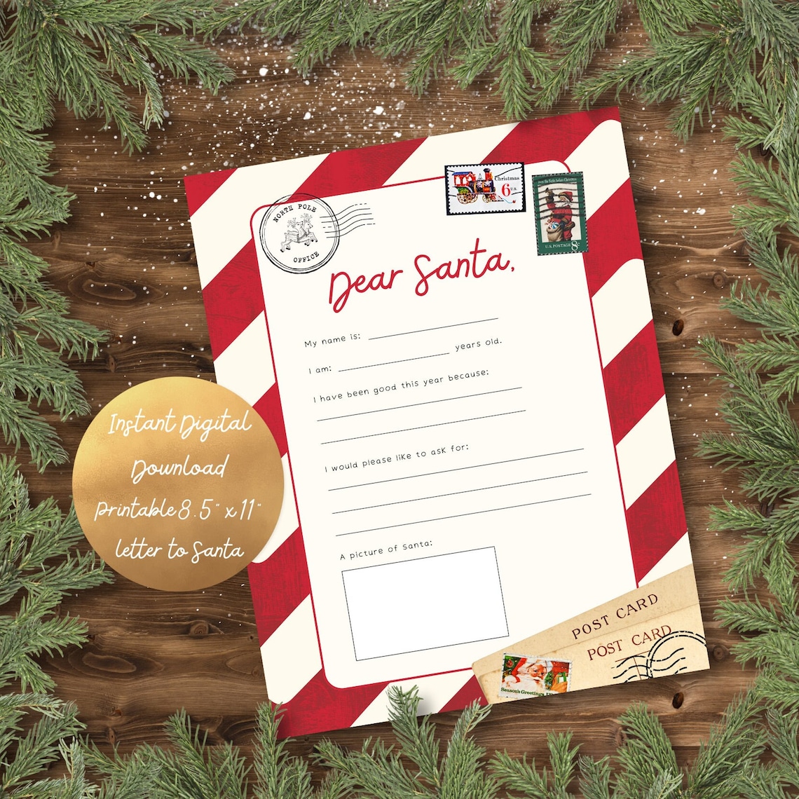 Letter to Santa PRINTABLE / Kids Letter to Santa / Santa Letter ...