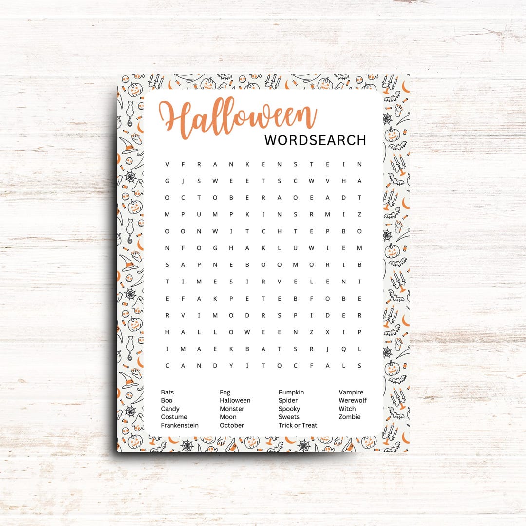 Halloween Word Search Printable | Kids & Adults Party Game (PDF) - Etsy