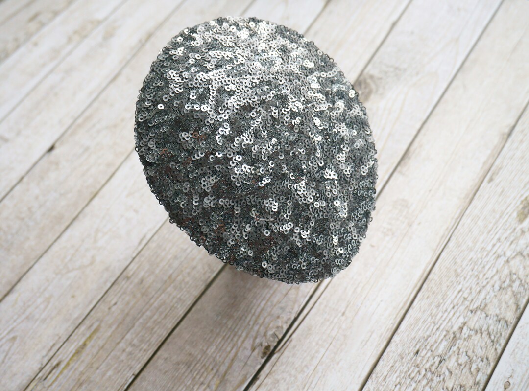 Sequin Hat Fascinator Hair Accessory Glitter Mini Hat Silver-colored ...