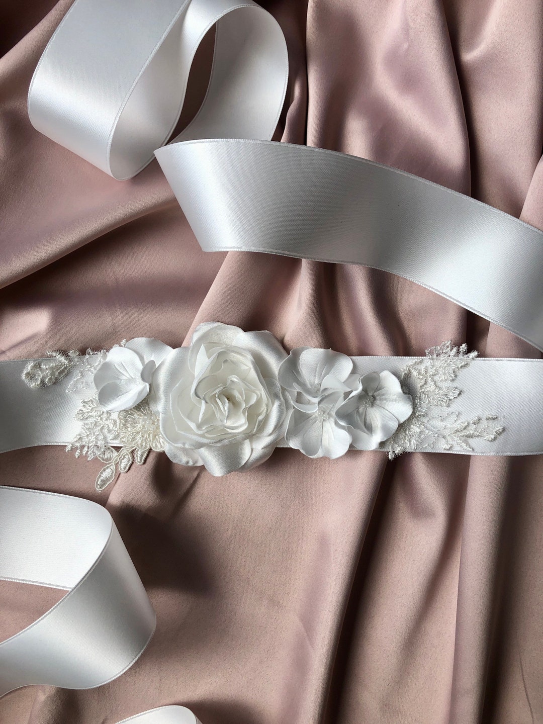 Bridal Belt Flowers Lace Ivory Roses Flower Belt Wedding Belt Bridal ...
