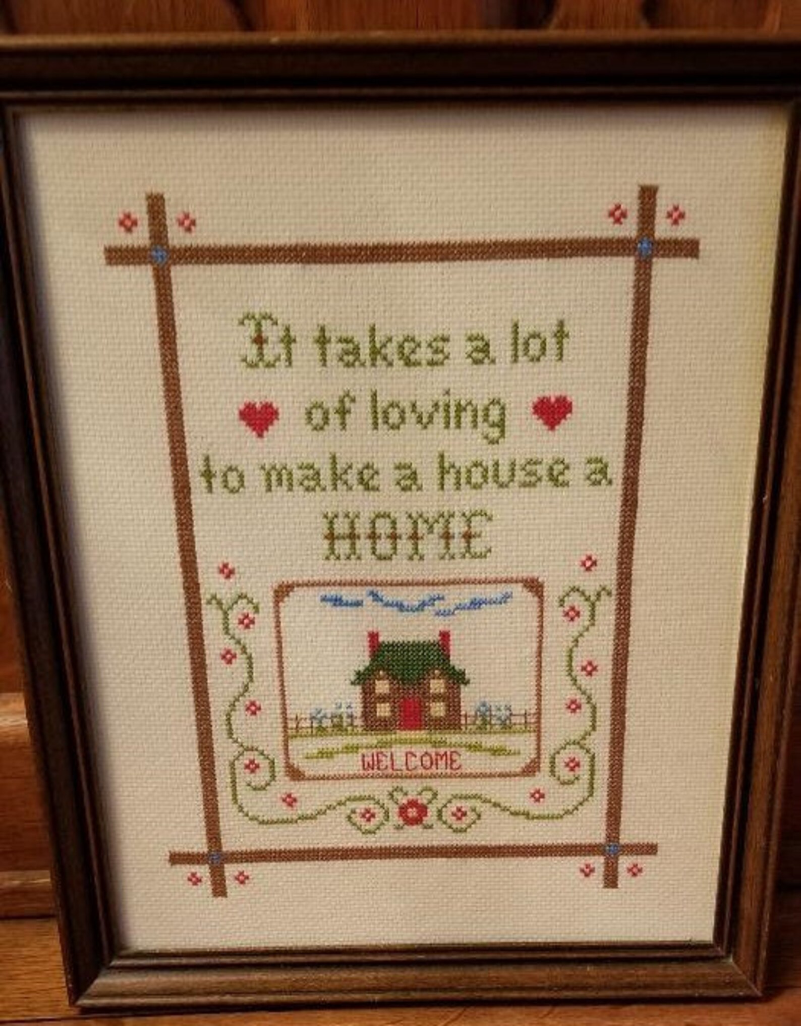 Professionally Framed Counted Cross Stitch Motto Sampler. Farmhouse ...
