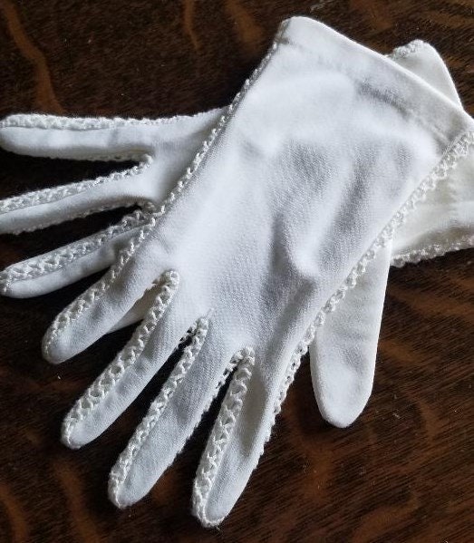 Ladies White Gloves Crochet Insert 1950's - Etsy
