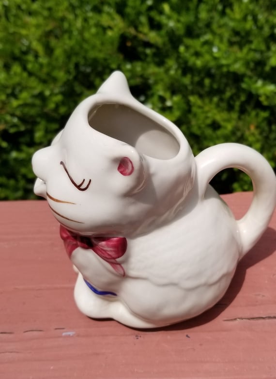Stoneware Pottery Cat Cream Pitcher - Etsy