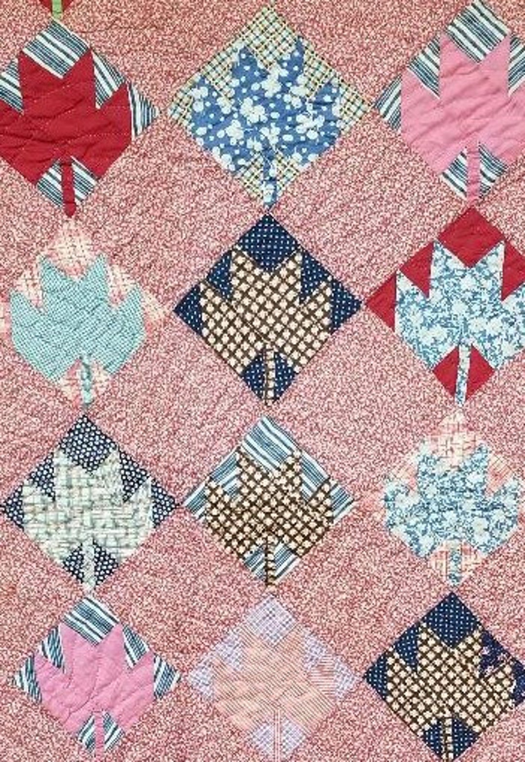 Handmade Hand Quilted Vintage Country Farmhouse Quilt MAPLE Pattern 79 ...