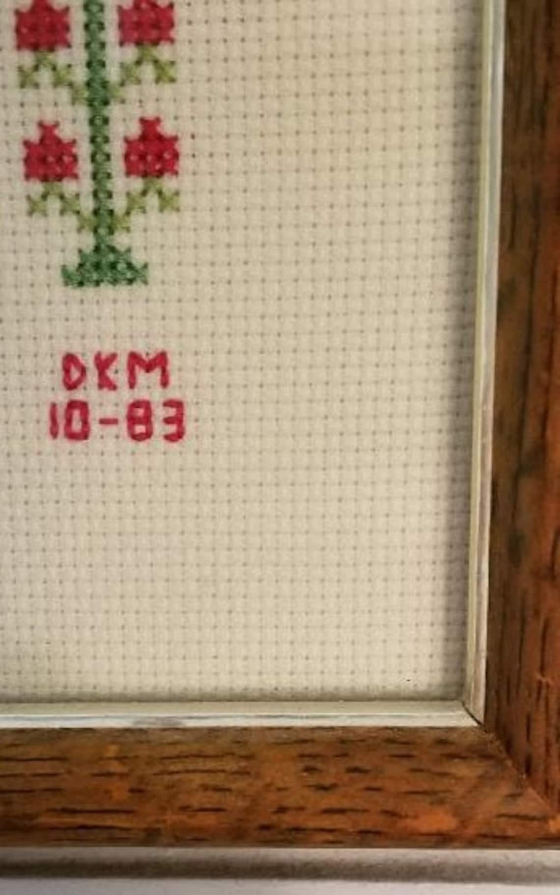 Professionaly Framed Crewel Embroidery Cross Stitch Alphabet Motto ...