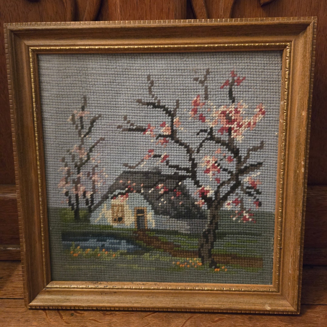 Framed Needlepoint Picture Spring Time - Etsy