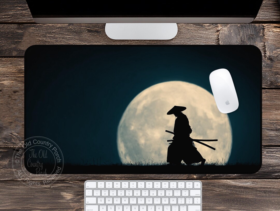 Samurai Silhouette Full Moon Desk Mat - Etsy
