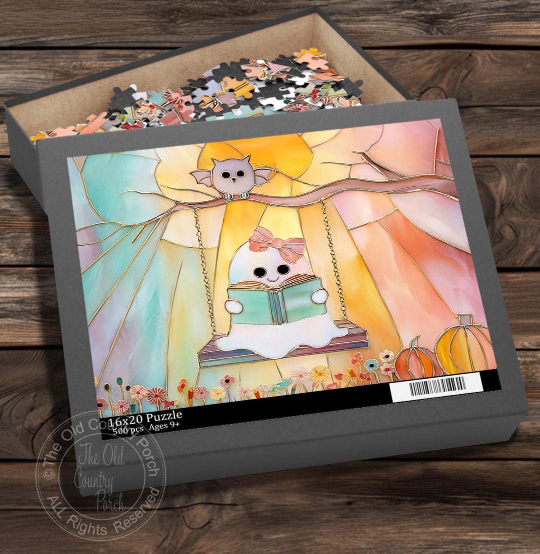 Stained Glass Style Ghost Reading Puzzle - Etsy